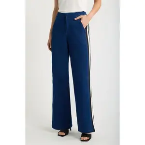 CITY BLUES Athletic Stripe High Waist Relaxed Wide Leg Jeans - Indigo