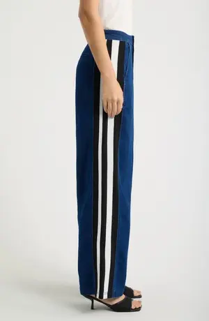 CITY BLUES Athletic Stripe High Waist Wide Leg Jeans