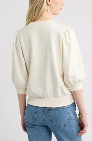 Treasure & Bond Cutwork Eyelet Sweatshirt - Ivory Egret