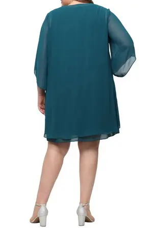 SL FASHIONS Chiffon Sleeveless Dress With Beaded Jacket