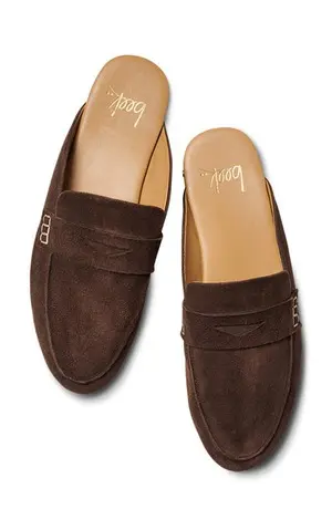 Beek Mallard Leather Flat Mule - Coffee