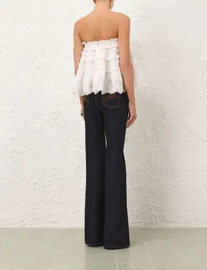 Zimmermann Valiant Shirred Bandeau Top - Ivory