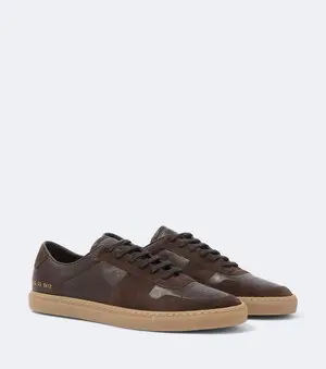 COMMON PROJECTS Bball Duo Suede-trimmed Leather Sneakers - Brown