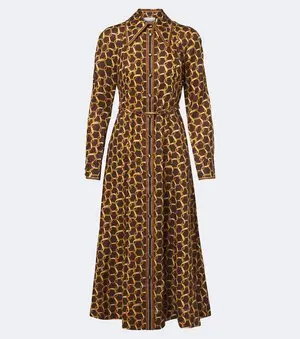 Zimmermann Belted Printed Linen Shirt Dress - Brown