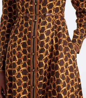Zimmermann Belted Printed Linen Shirt Dress