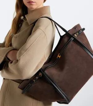 TOD'S T Timeless Medium Suede Tote Bag