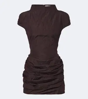 Magda Butrym Draped Cotton-blend Minidress - Brown