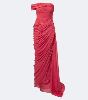 Oscar De La Renta Ruched Silk Georgette Gown - Pink