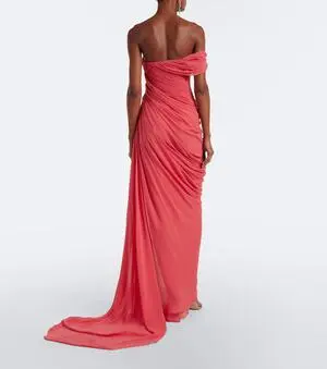 Oscar De La Renta Ruched Silk Georgette Gown
