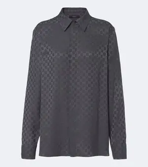 Gucci Gg Printed Silk Twill Shirt - Grey