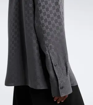 Gucci Gg Printed Silk Twill Shirt