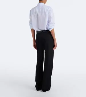 THE ROW Coleman Wool Gabardine Flared Pants