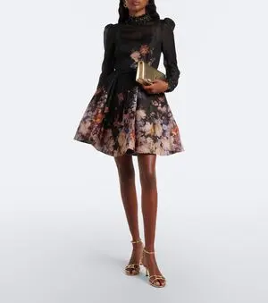 Zimmermann Valiant Floral Linen And Silk Minidress
