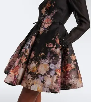 Zimmermann Valiant Floral Linen And Silk Minidress