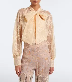 Zimmermann Valiant Tie-neck Lace Blouse
