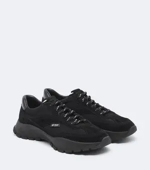 Prada Suede And Fabric Lace-up Sneakers - Black