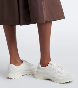 Prada Suede And Fabric Lace-up Sneakers