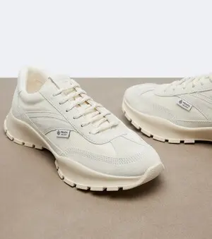 Prada Suede And Fabric Lace-up Sneakers
