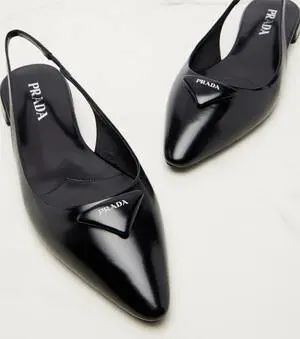Prada Leather Slingback Ballet Flats