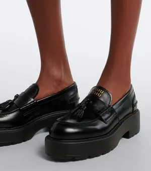 Miu Miu Leather Platform Loafers