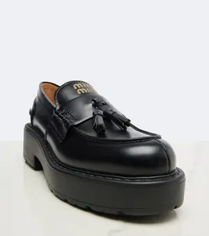 Miu Miu Leather Platform Loafers
