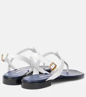 Manolo Blahnik Hata Leather Thong Sandals