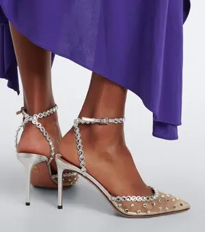 AQUAZZURA Tequila Embellished Mesh Pumps