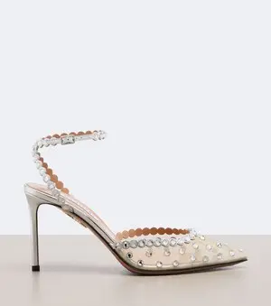 AQUAZZURA Tequila Embellished Mesh Pumps