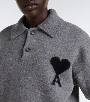 AMI Paris De Coeur Wool Polo Sweater
