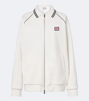 Miu Miu Cotton Piqué Blouson Jacket - White