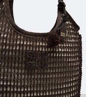 Miu Miu Ivy Medium Raffia Crochet Shopper