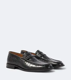 Our Legacy Light Croc-effect Leather Loafers - Black