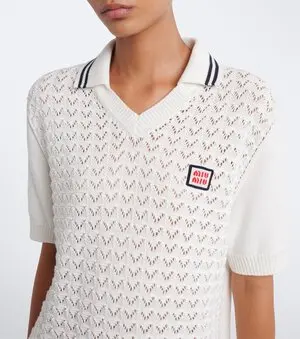 Miu Miu Open-knit Cotton Polo Shirt