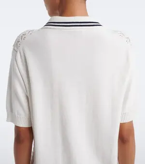 Miu Miu Open-knit Cotton Polo Shirt