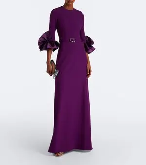 Safiyaa Belen Crêpe Belted Gown