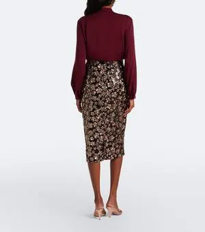 Max Mara Floral Sequined Midi Skirt