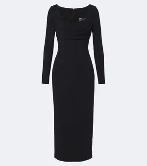 Elie Saab Draped Lace-trimmed Cady Midi Dress - Black