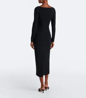 Elie Saab Draped Lace-trimmed Cady Midi Dress