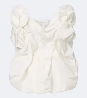 Magda Butrym Draped Cotton And Silk Bustier Top - White