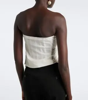 Magda Butrym Draped Cotton And Silk Bustier Top
