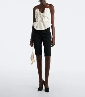 Magda Butrym Draped Cotton And Silk Bustier Top