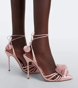 AQUAZZURA Wild Bloom Satin Slingback Pumps