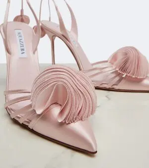 AQUAZZURA Wild Bloom Satin Slingback Pumps