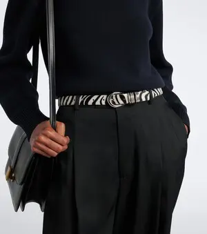 DEHANCHE Hollyhock Zebra-print Calf Hair Belt - Multicoloured