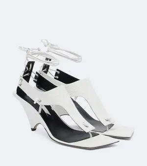 CHRISTEN Edge Leather Sandals With Ankle Strap - White