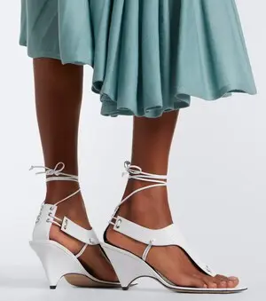 CHRISTEN Edge Leather Sandals With Ankle Strap - White