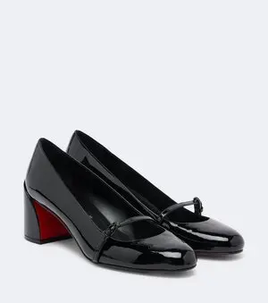 CHRISTIAN LOUBOUTIN Jane Nina Patent Leather Mary Jane Pumps - Black