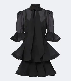 Zimmermann Pleated Tie-neck Minidress - Black