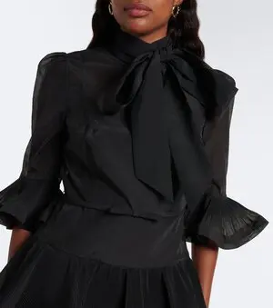 Zimmermann Pleated Tie-neck Minidress