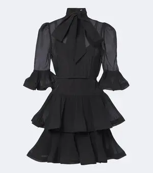 Zimmermann Pleated Tie-neck Mini Dress - Black